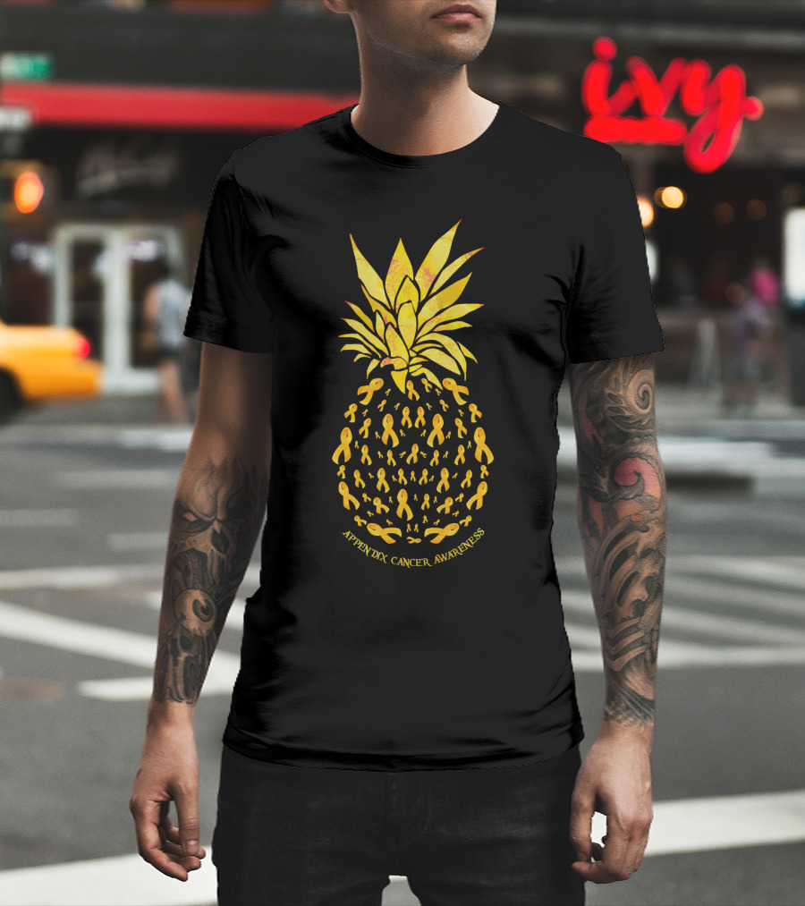 Pineapple Appendix Cancer Awareness Yellow Ribbons T-Shirt