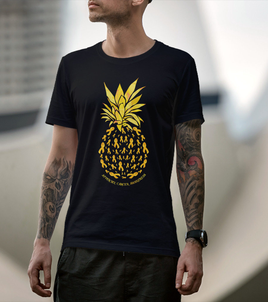 Pineapple Appendix Cancer Awareness Yellow Ribbons T-Shirt
