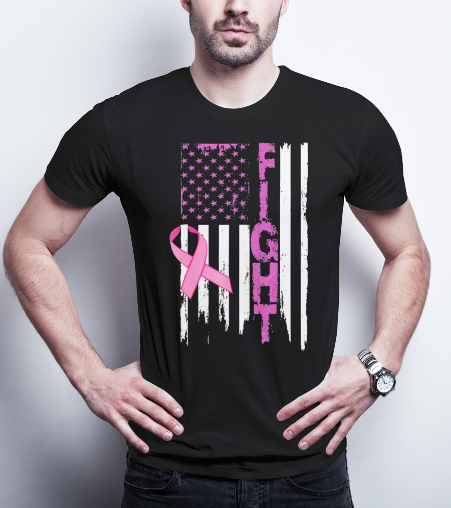 Fight Pink Ribbon Relay For Life Day Flag T-Shirt
