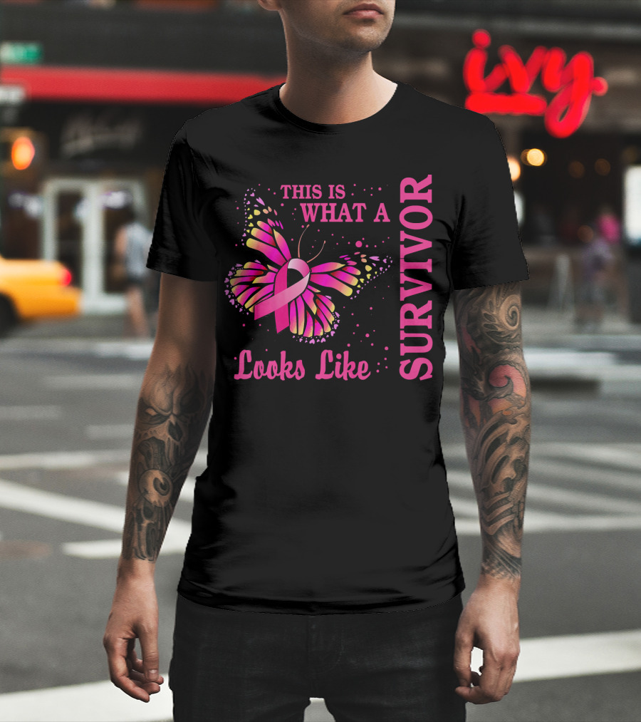 This Is What A Survivor Looks Like Brea Butterfly Pink T-Shirt