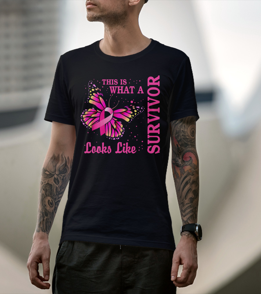 This Is What A Survivor Looks Like Brea Butterfly Pink T-Shirt