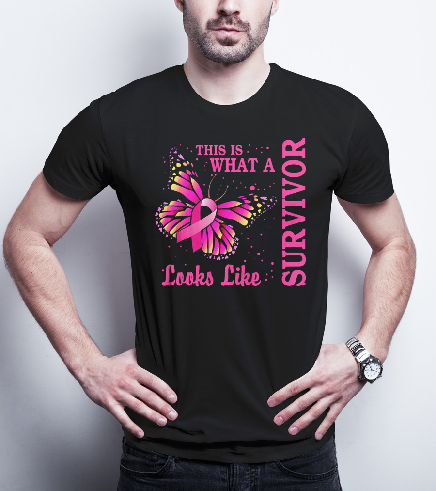 This Is What A Survivor Looks Like Brea Butterfly Pink T-Shirt