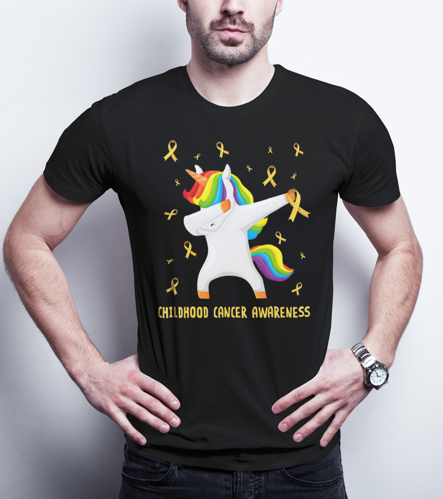 Childhood Cancer Awareness Unicorn Rainbow Ribbons T-Shirt