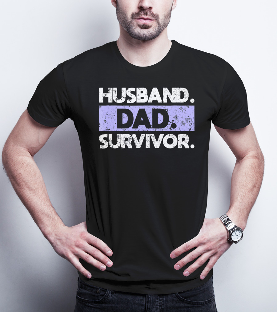Husband Dad Survivor Cancer Awareness T-Shirt