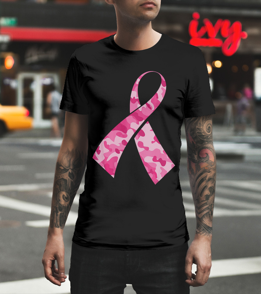 Pink Camouflage Ribbon Breast Cancer Awareness Month T-Shirt