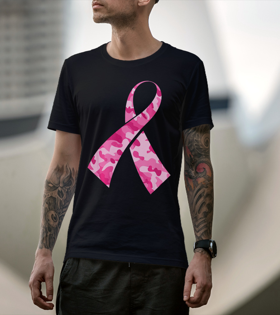 Pink Camouflage Ribbon Breast Cancer Awareness Month T-Shirt