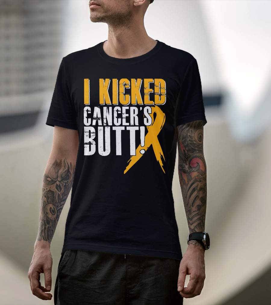 I Kicked Cancer's Butt Childhood Cancer Awareness Survivor T-Shirt