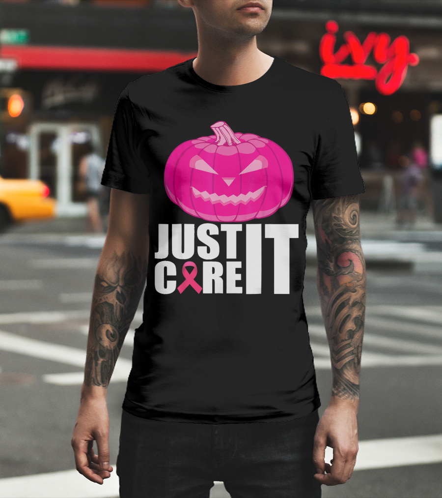 Just Cure It Pink Pumpkin Breast Cancer Awareness T-Shirt