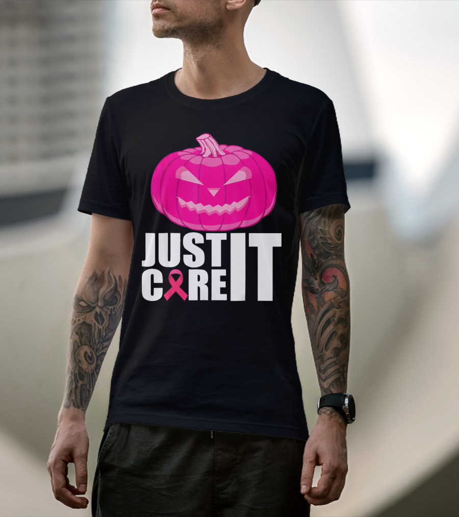 Just Cure It Pink Pumpkin Breast Cancer Awareness T-Shirt