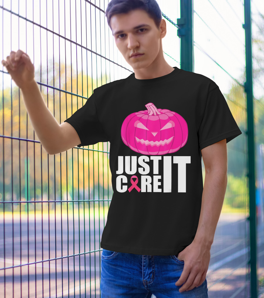 Just Cure It Pink Pumpkin Breast Cancer Awareness T-Shirt
