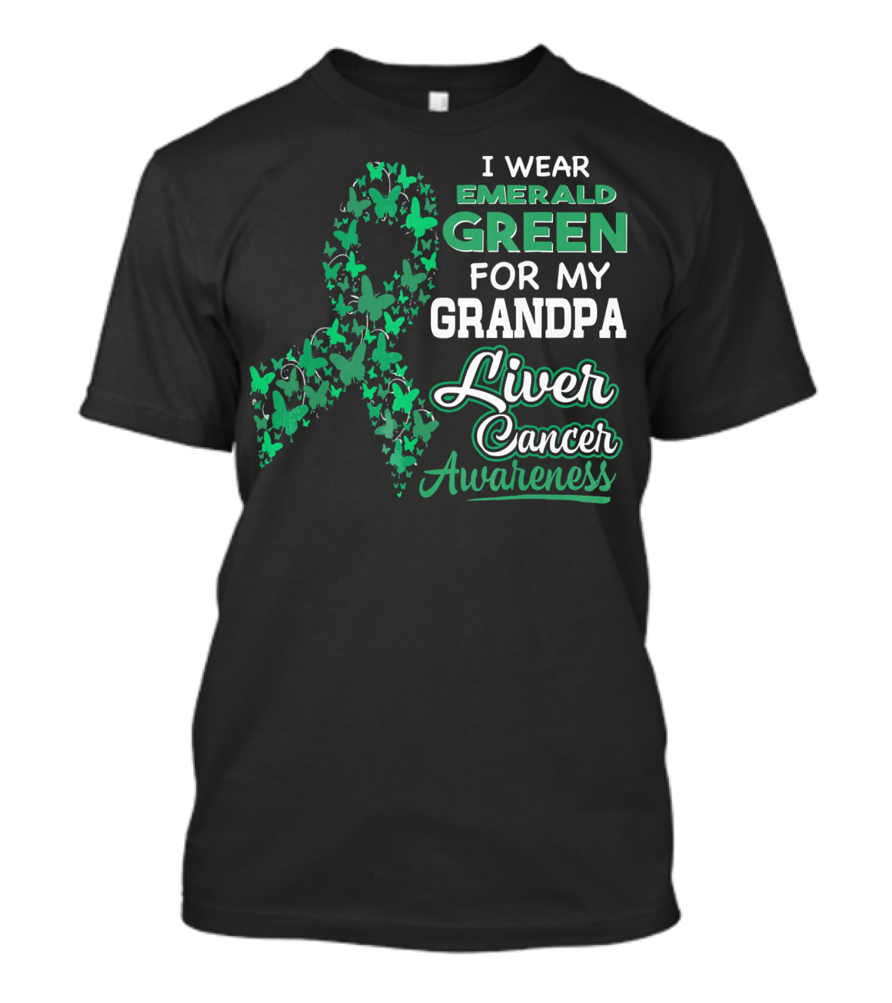I Wear Emerald Green For My Grandpa Liver Cancer Awareness T-Shirt