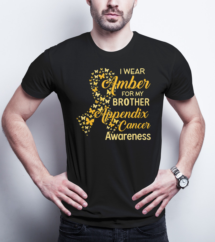 I Wear Amber For My Brother Appendix Cancer Awareness T-Shirt