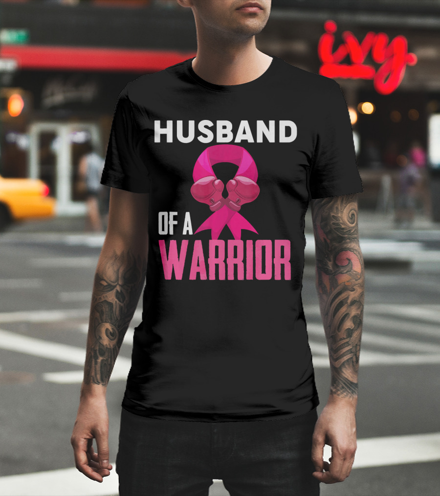 Husband Of A Warrior Breast Cancer Awareness Boxing Gloves T-Shirt