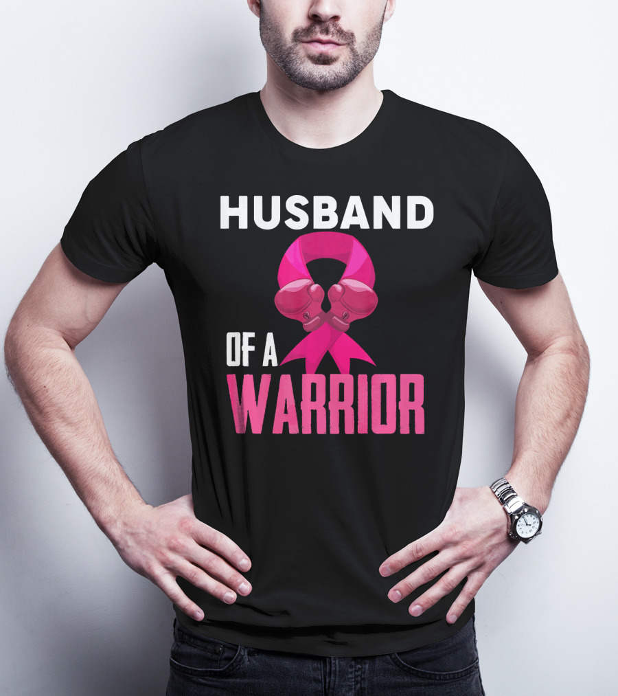 Husband Of A Warrior Breast Cancer Awareness Boxing Gloves T-Shirt