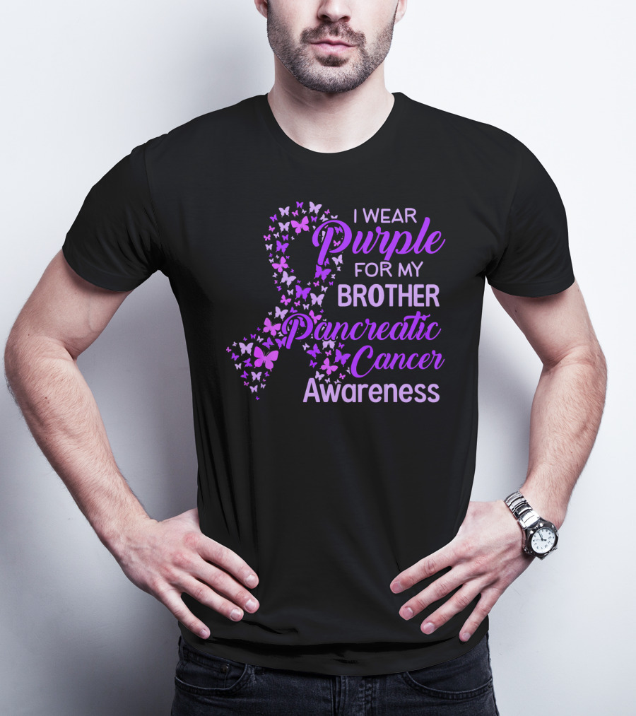 I Wear Purple For My Brother Pancreatic Cancer Awareness T-Shirt