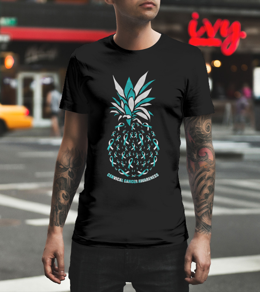 Cervical Cancer Awareness Pineapple With Ribbons T-Shirt
