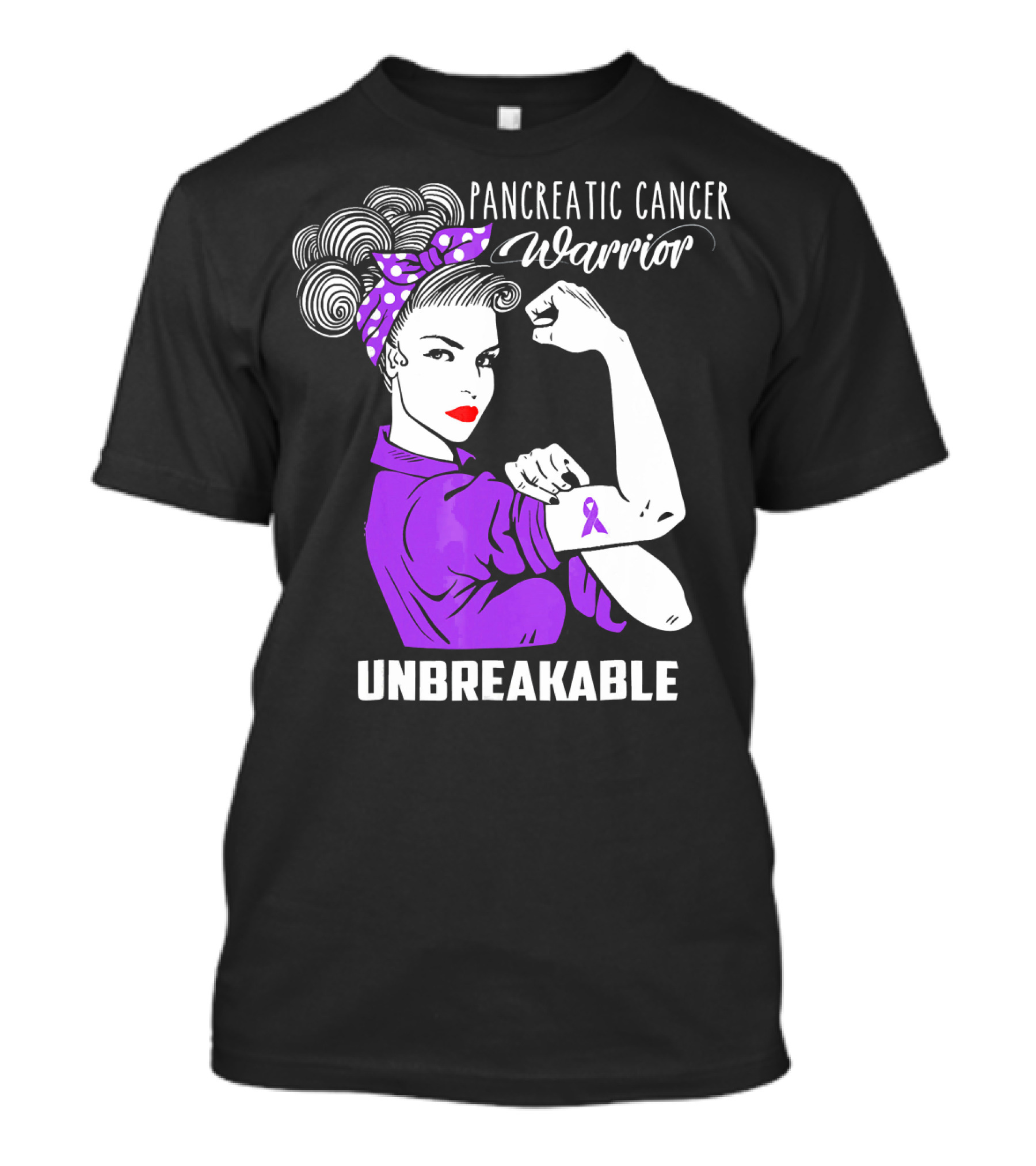 Pancreatic Cancer Warrior Rosie The Riveter Unbreakable T-Shirt