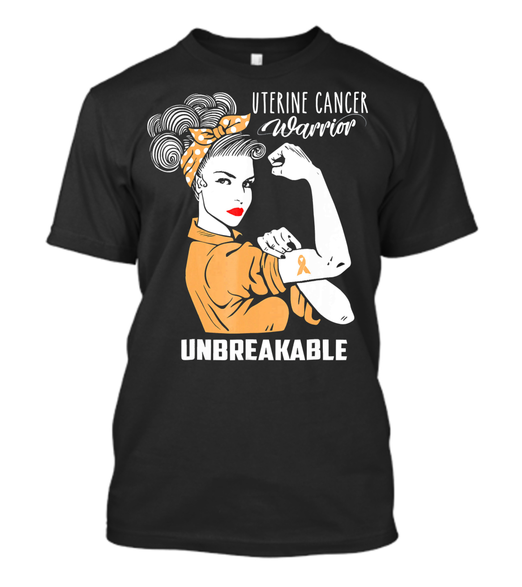 Uterine Cancer Warrior Unbreakable Rosie The Riveter T-Shirt