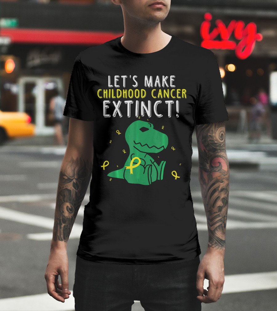 Let's Make Childhood Cancer Extinct T-Rex Dinosaur T-Shirt