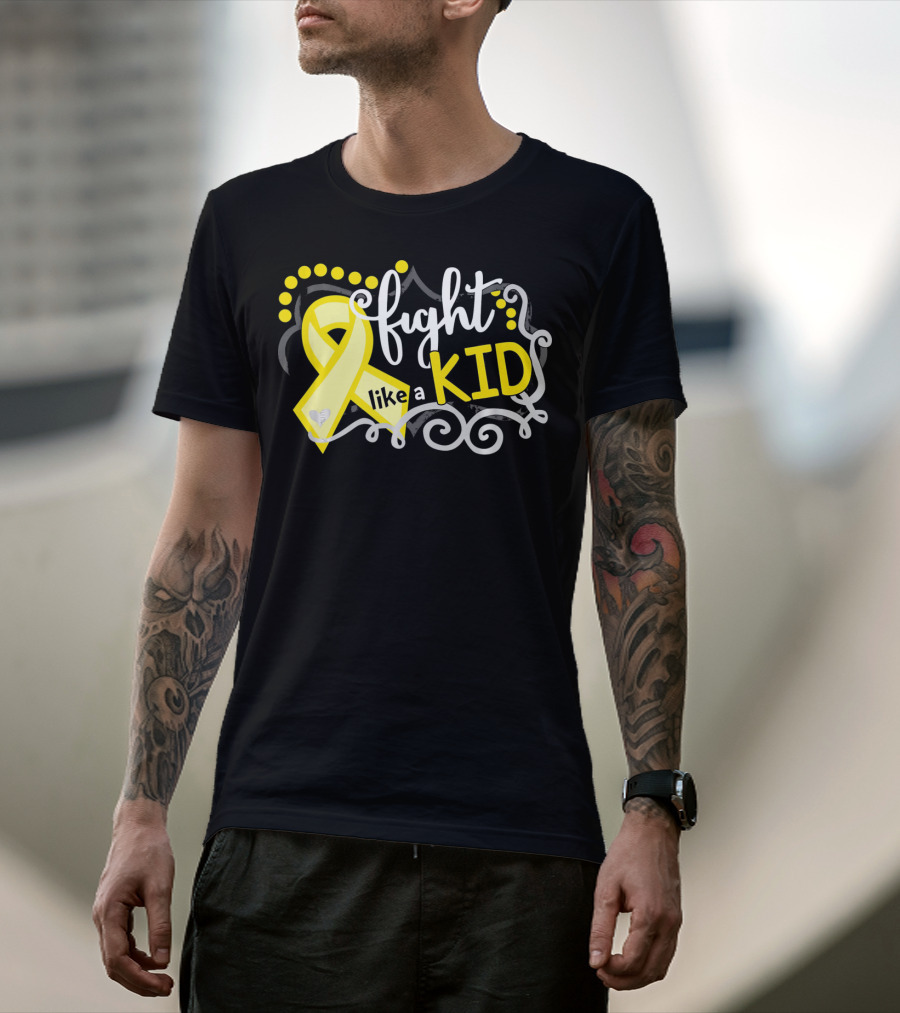 Fight Like A Kid Childhood Cancer Awareness Yellow T-Shirt