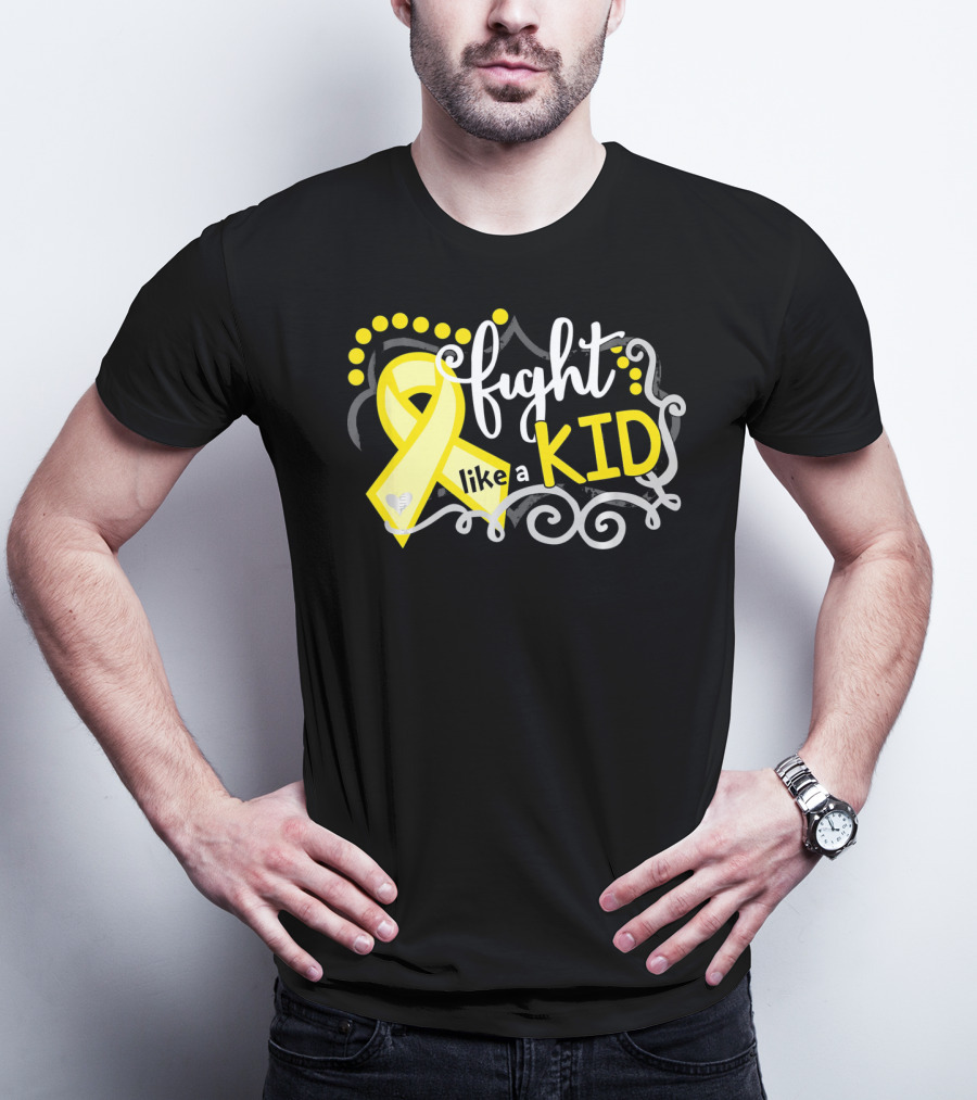 Fight Like A Kid Childhood Cancer Awareness Yellow T-Shirt
