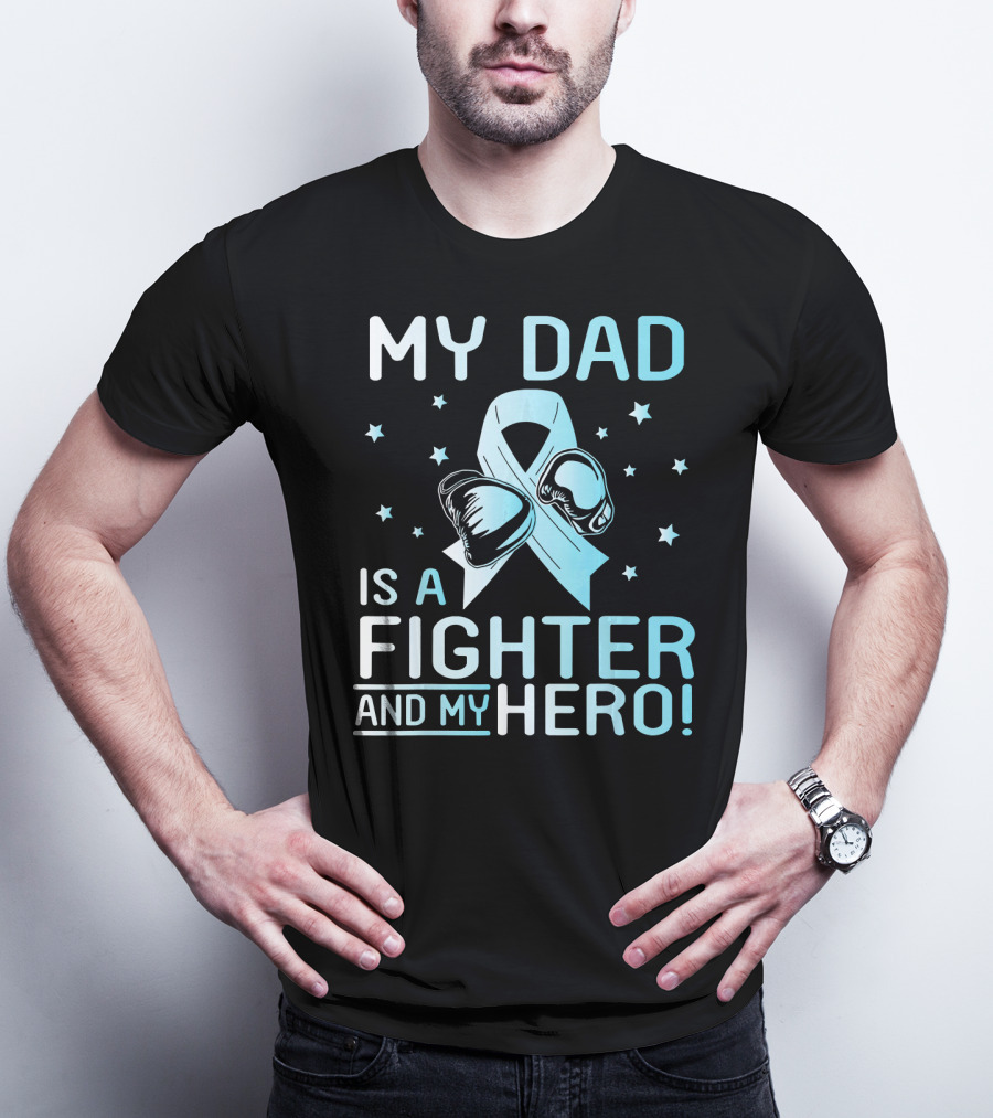My Dad Is A Fighter And My Hero Boxing Gloves Ribbon Stars T-Shirt