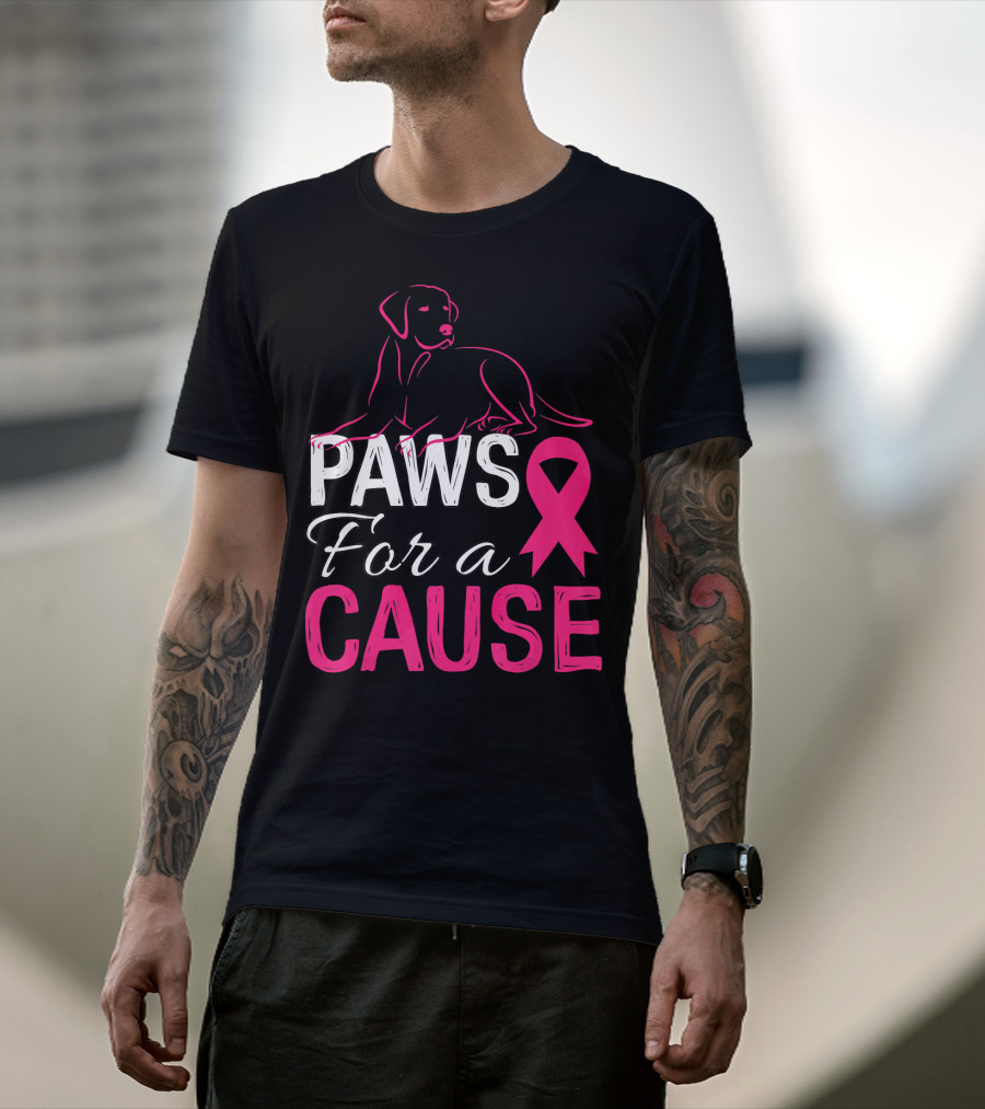 Paws For A Cause Breast Cancer Awareness Pink T-Shirt