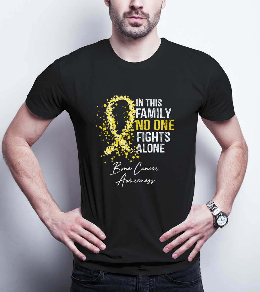 In This Family No One Fights Alone Bone Cancer Awareness T-Shirt