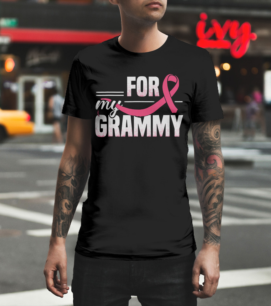 For My Grammy Pink Ribbon Breast Cancer Awareness T-Shirt