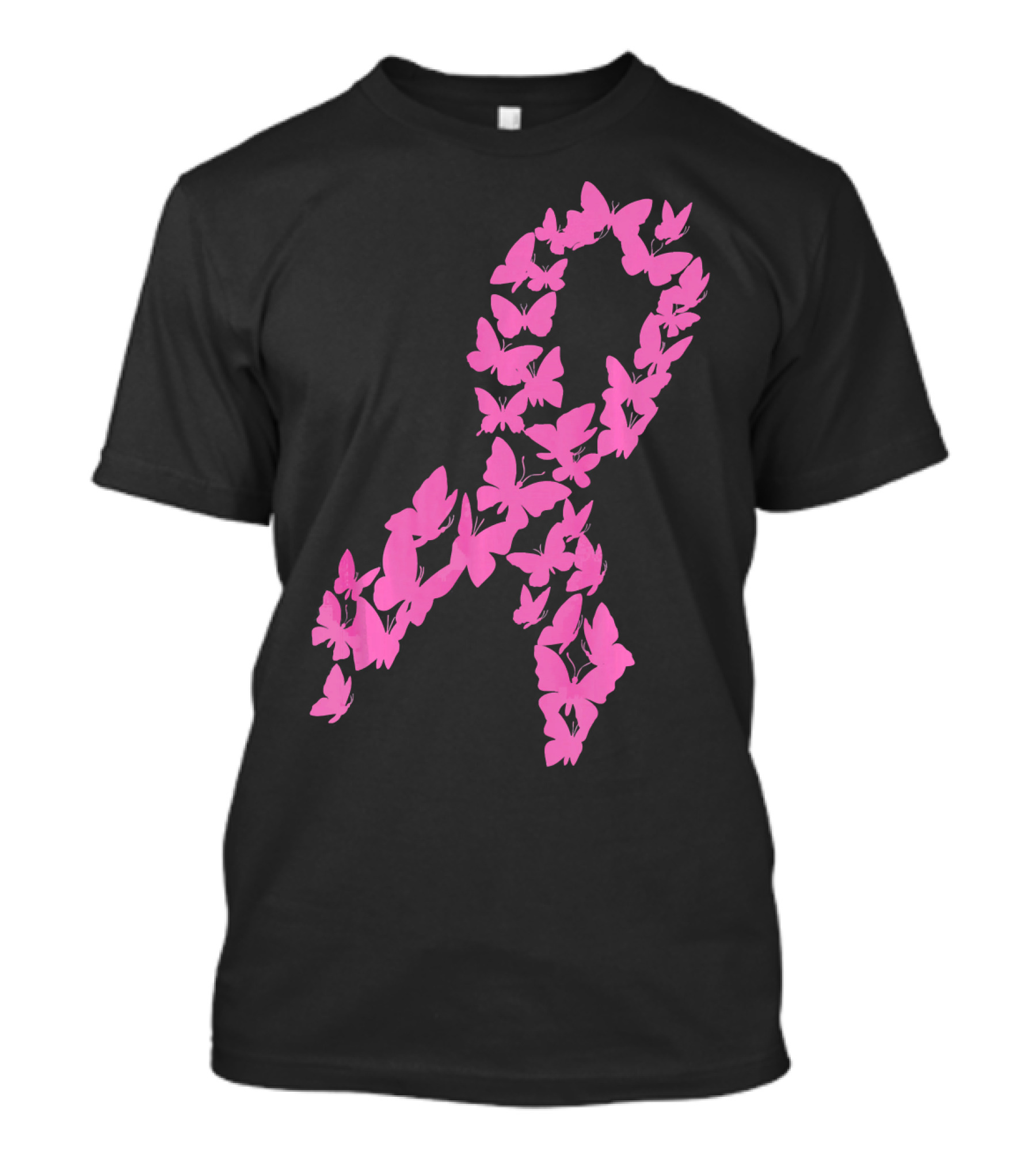 Pink Ribbon Butterfly Awareness Breast Cancer Cute T-Shirt