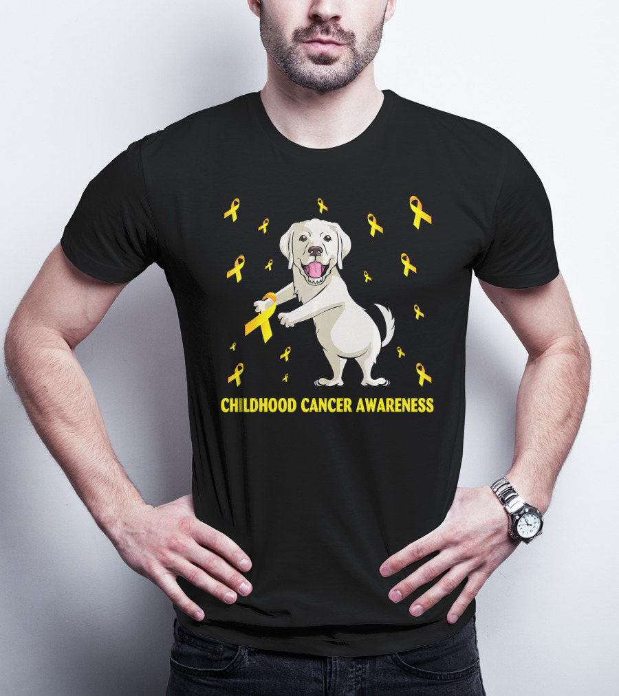 Childhood Cancer Awareness Flossing Labrador Gold T-Shirt