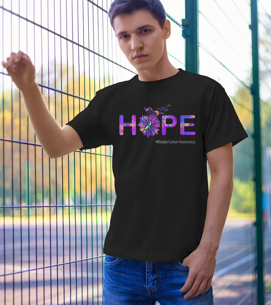 Hope Butterfly Ribbon Bladder Cancer Awareness T-Shirt