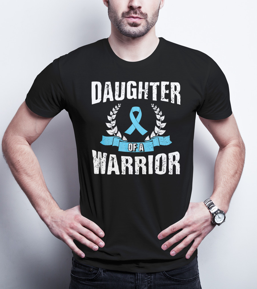 Daughter Of A Warrior Prostate Cancer Awareness Ribbon Laurel T-Shirt