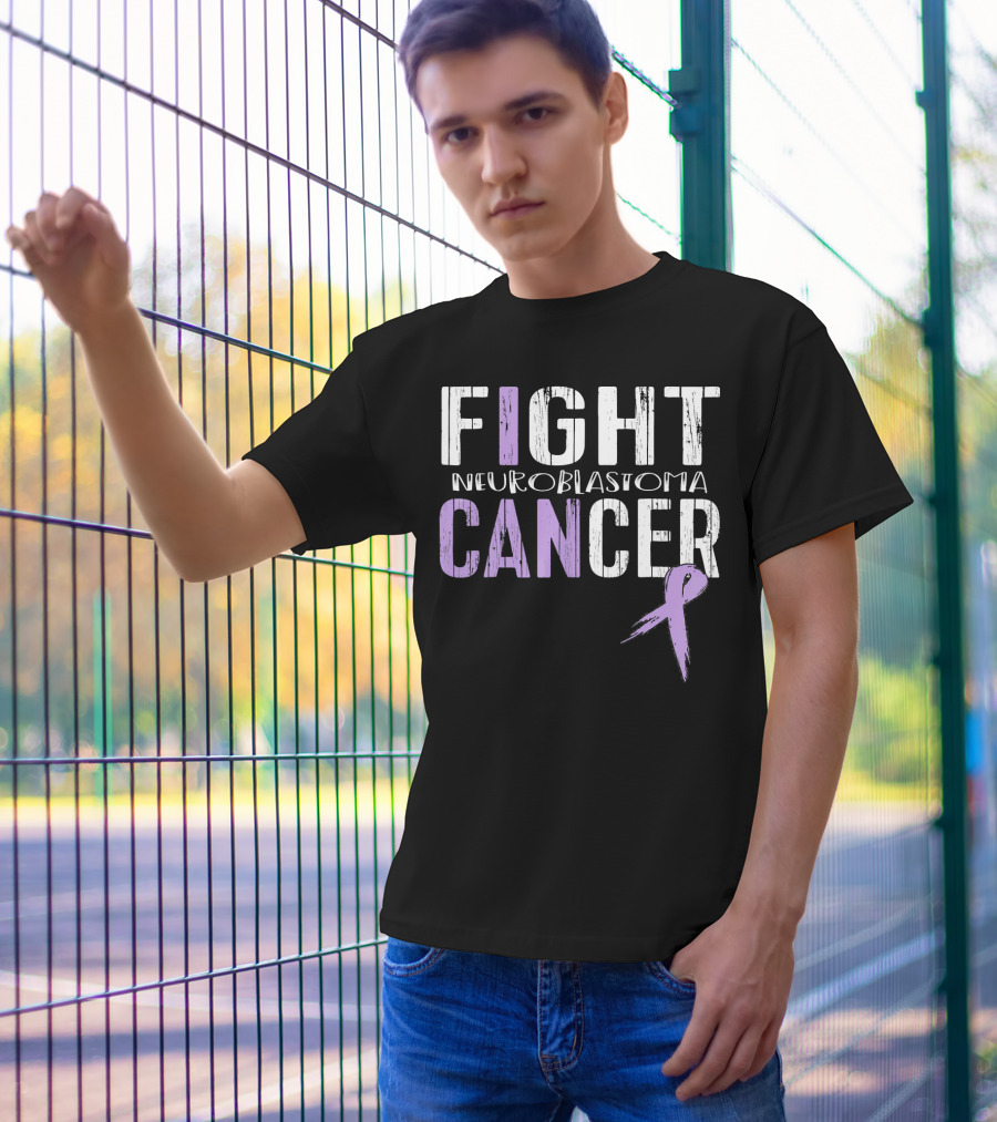 FIGHT NEUROBLASTOMA CANCER Purple Ribbon Awareness T-Shirt