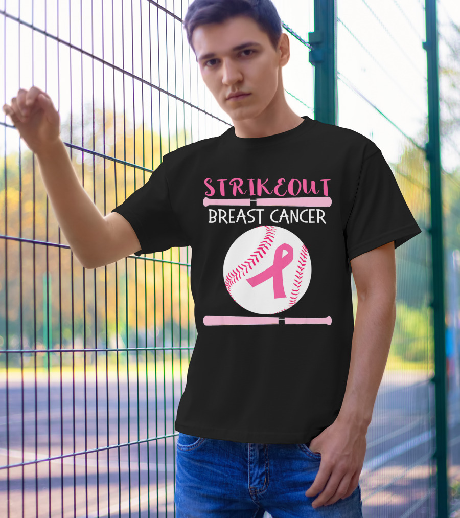 Strikeout Breast Cancer Baseball Catcher Player Team Co T-Shirt