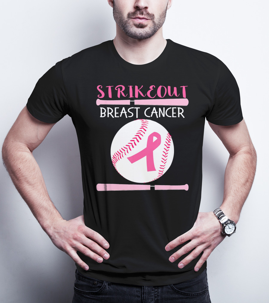 Strikeout Breast Cancer Baseball Catcher Player Team Co T-Shirt