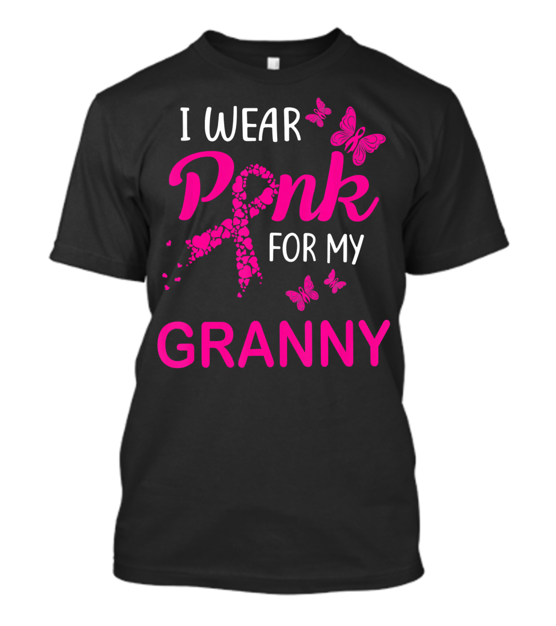 I Wear Pink For My Granny Breast Cancer Awareness Butterflies T-Shirt