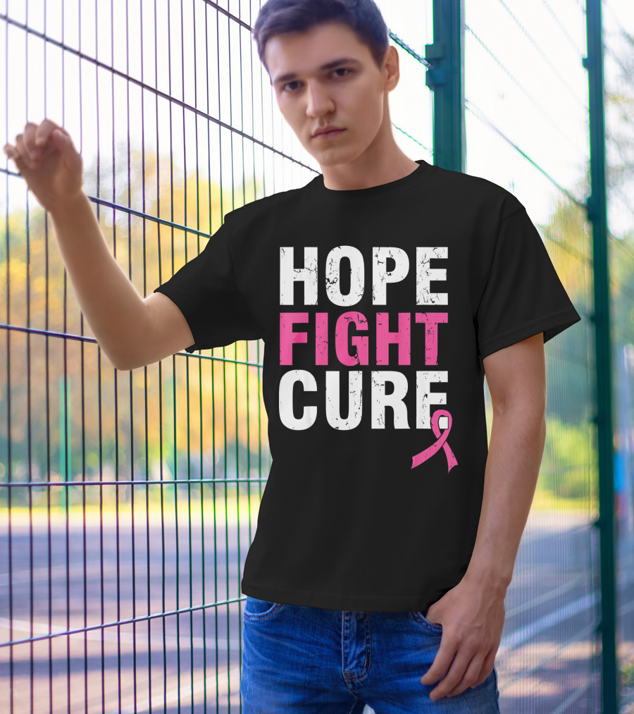 Hope Fight Cure Cancer Awareness Pink T-Shirt