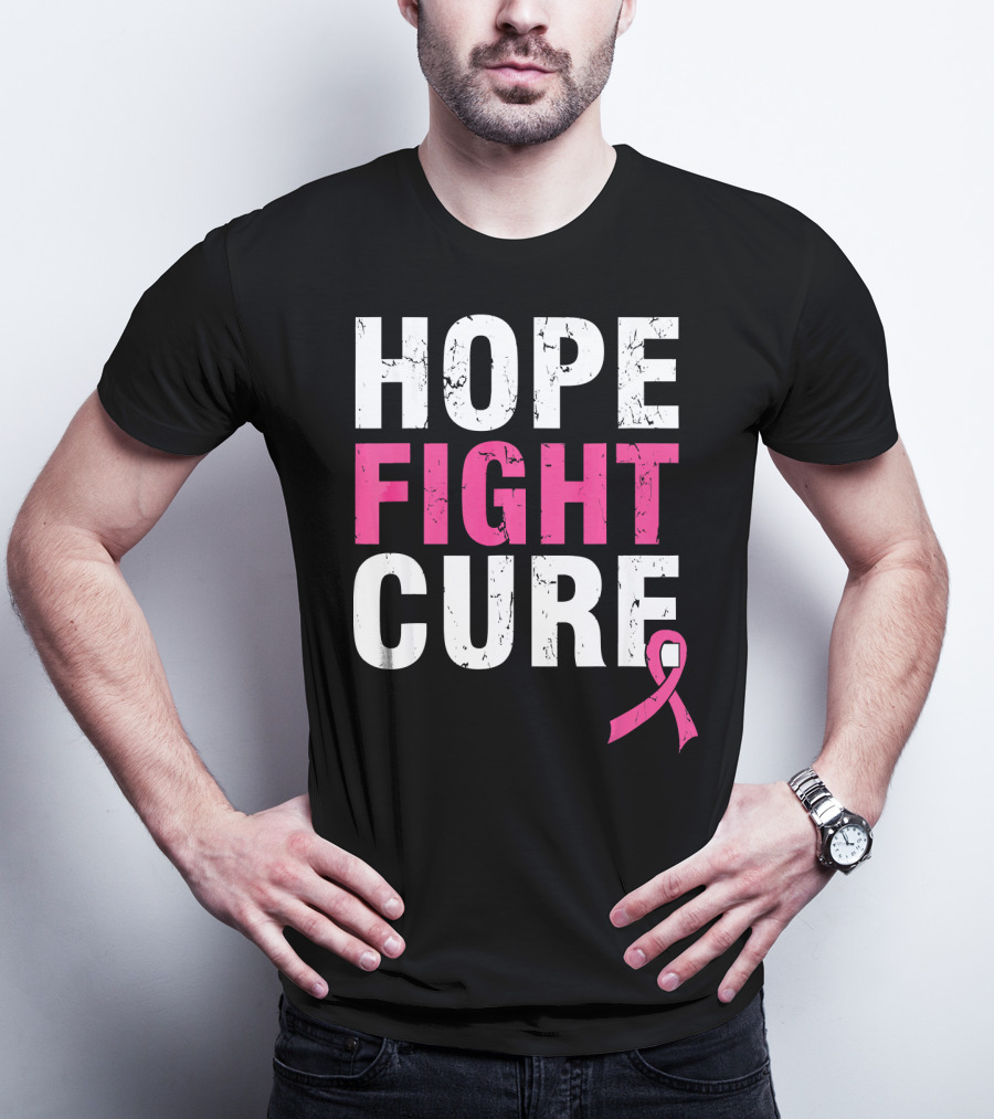 Hope Fight Cure Cancer Awareness Pink T-Shirt