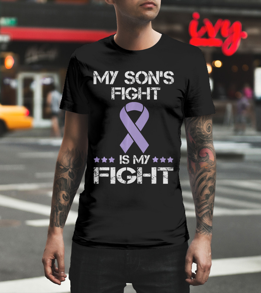 My Son's Fight Is My Fight Purple Ribbon Awareness T-Shirt