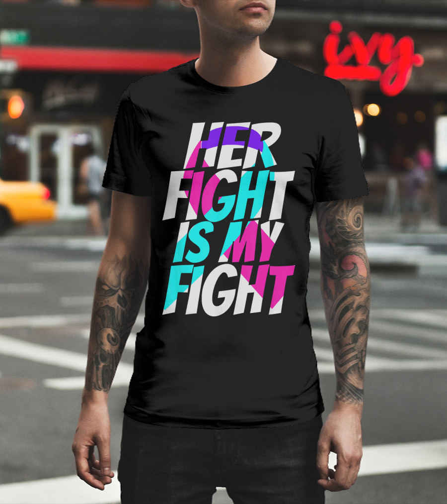 Her Fight Is My Fight Ribbon Thyroid Cancer Awareness T-Shirt