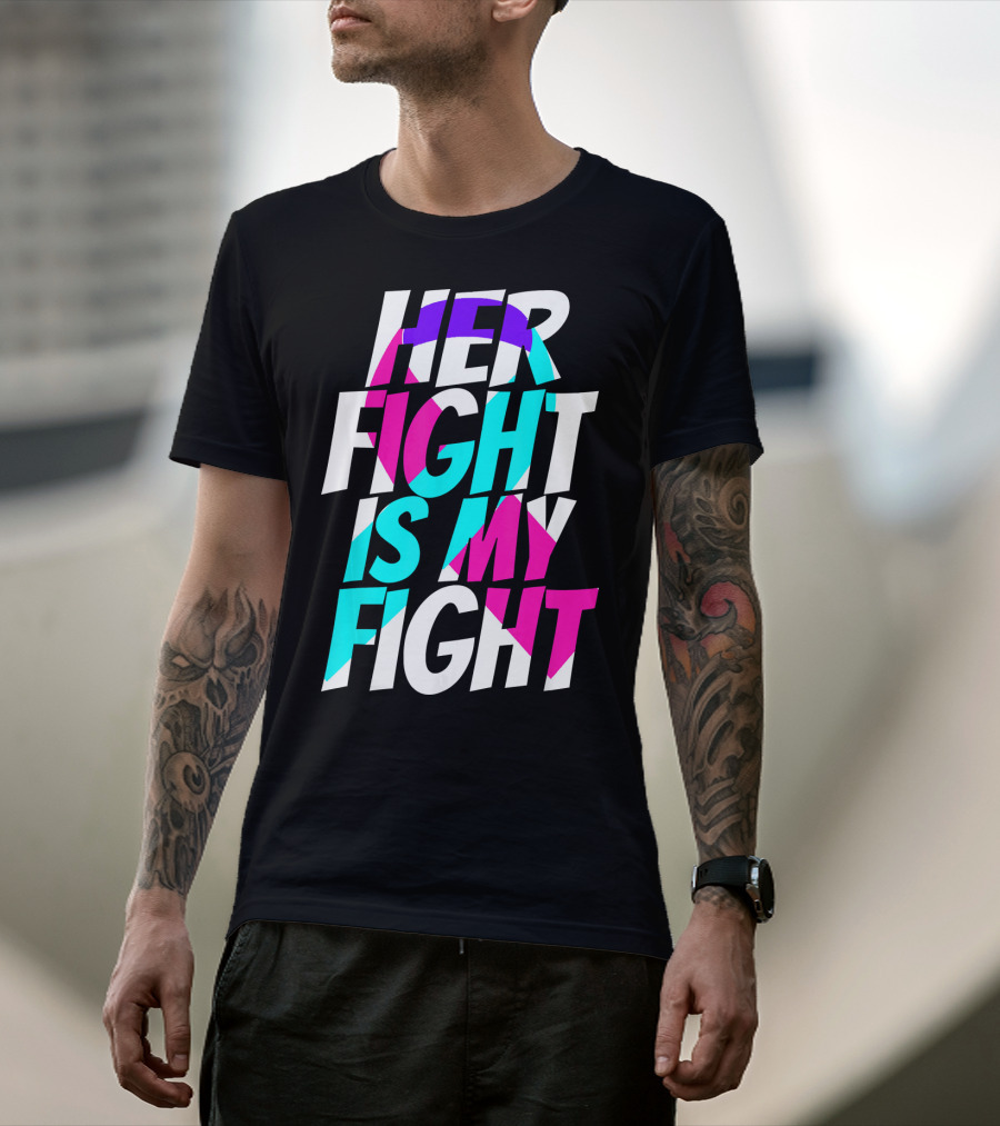 Her Fight Is My Fight Ribbon Thyroid Cancer Awareness T-Shirt