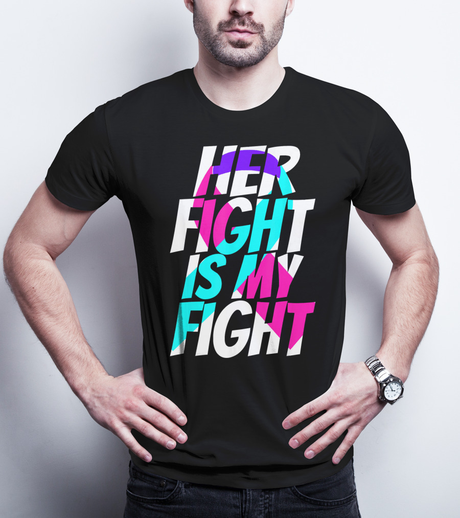 Her Fight Is My Fight Ribbon Thyroid Cancer Awareness T-Shirt