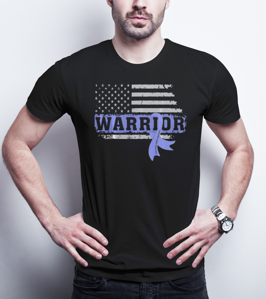 Warrior Esophageal Cancer Awareness American Flag T-Shirt