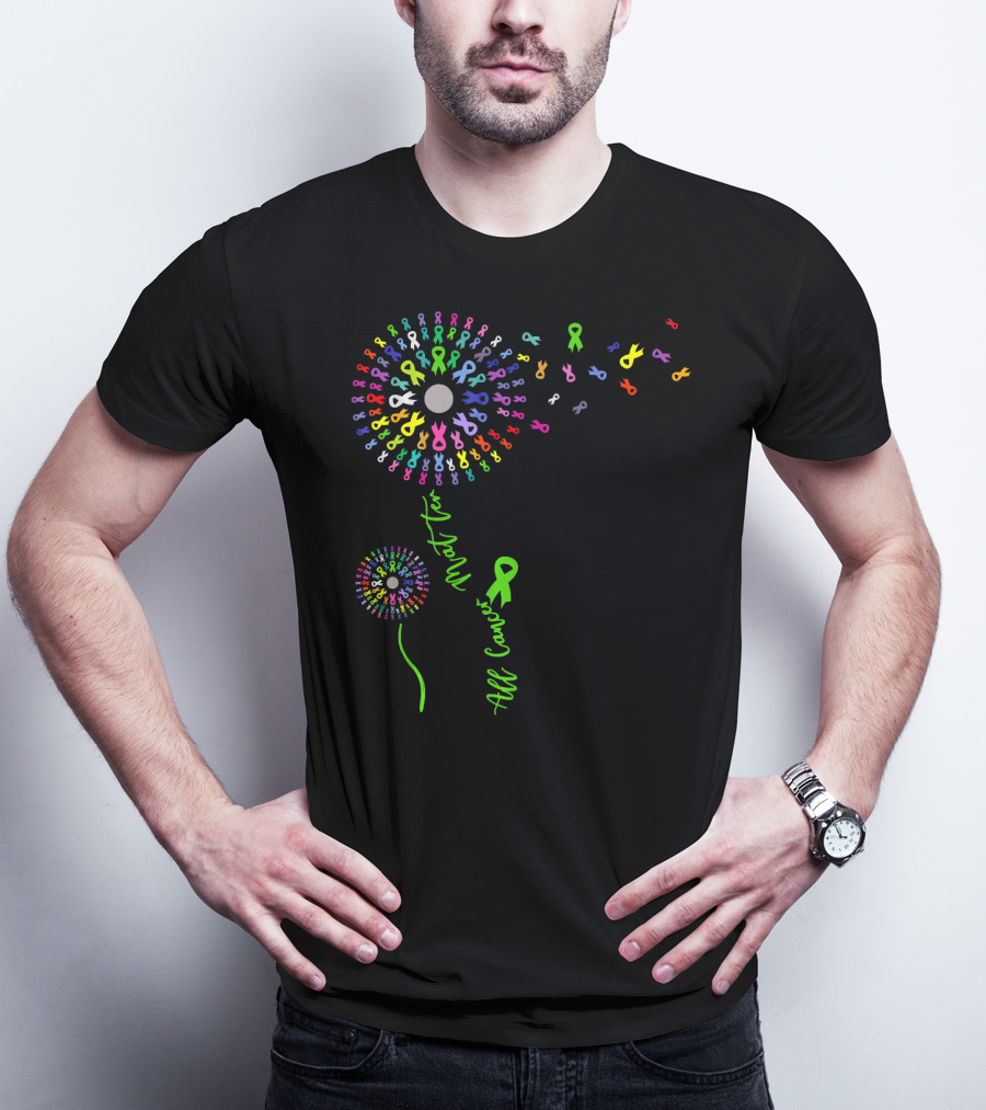 All Cancer Matter Support With Colorful Awareness Ribbon Burst T-Shirt