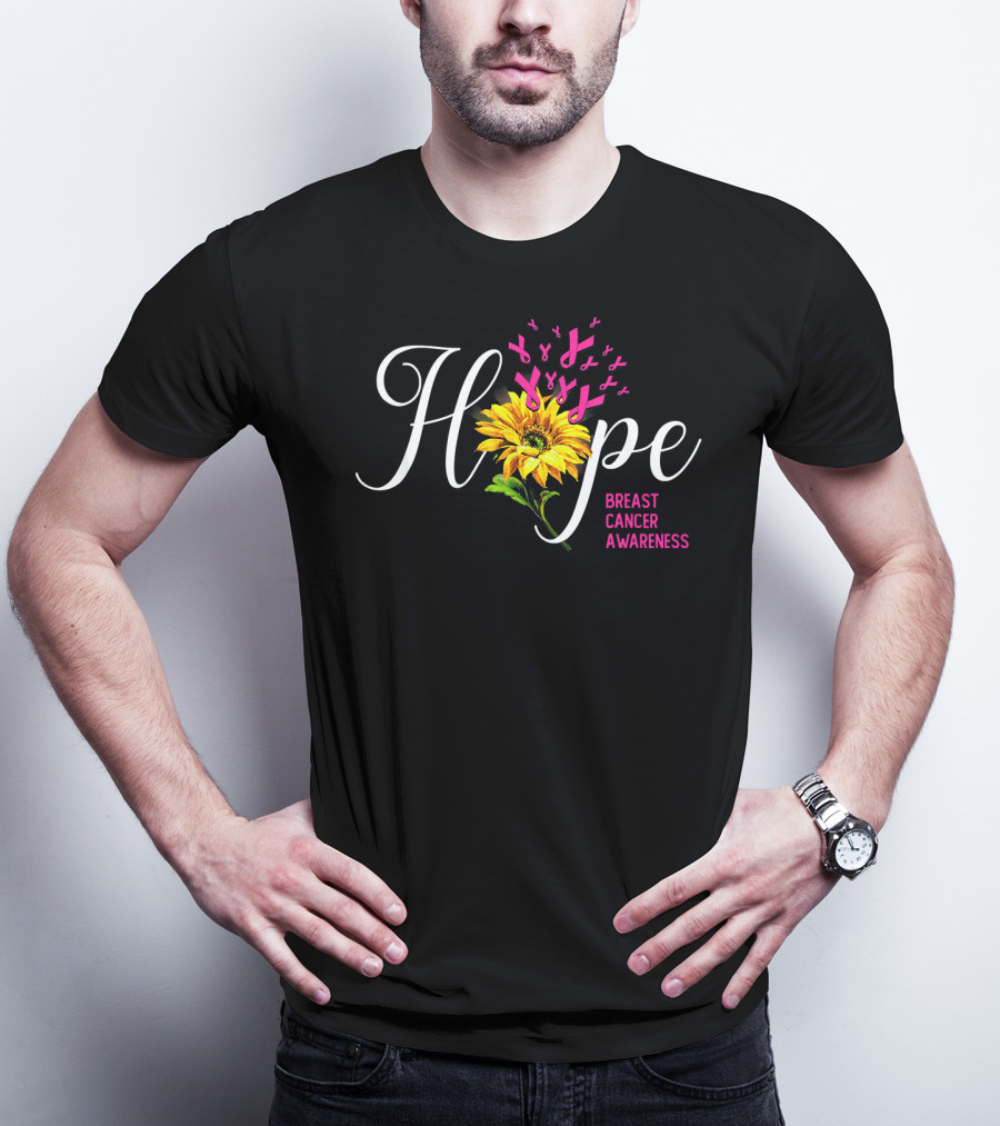 Hope Sunflower Breast Cancer Awareness T-Shirt