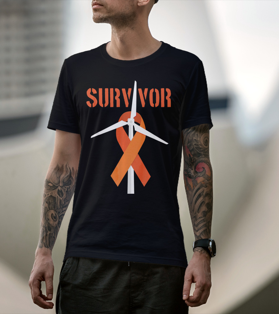 Survivor Windmill Orange Ribbon Cancer Awareness T-Shirt