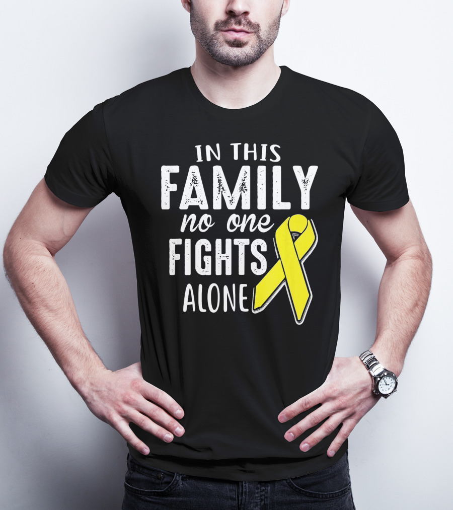 In This Family No One Fights Alone Yellow Ribbon Sarco T-Shirt