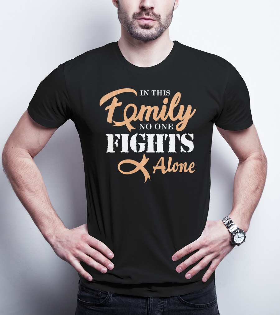 In This Family No One Fights Alone Cancer Awareness T-Shirt