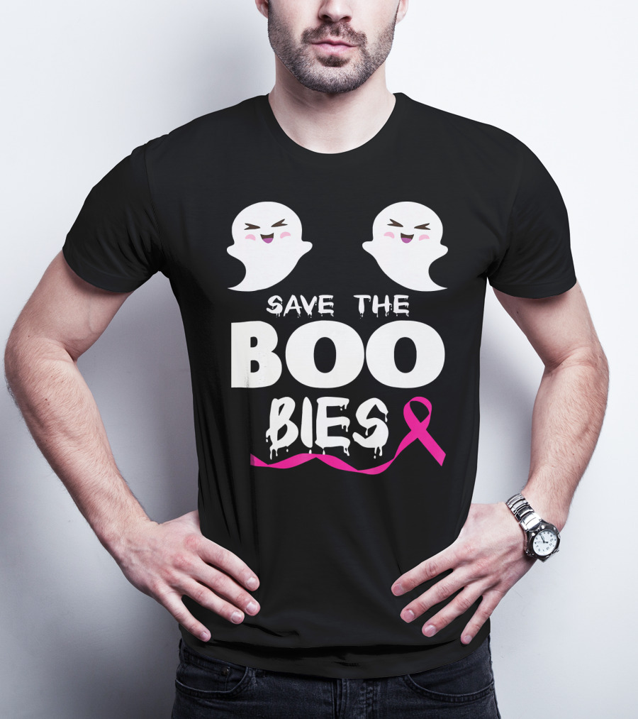 Save The BOO Bies Ghosts Pink Ribbon Breast Cancer Support T-Shirt